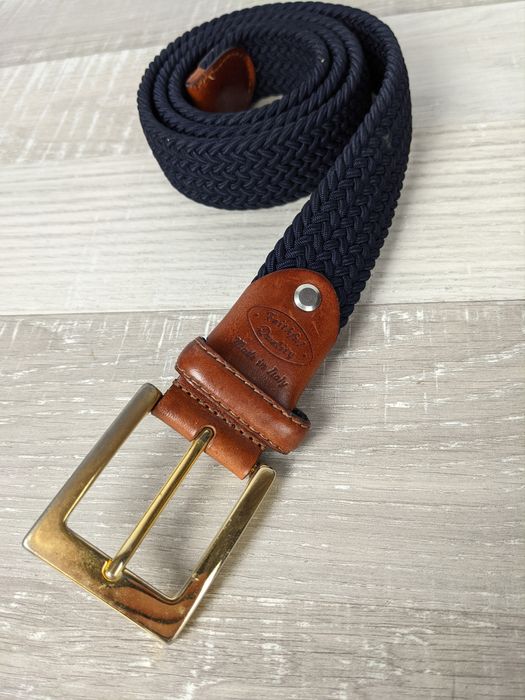 Vera Pelle Vera pelle belt made in Italy gold navy | Grailed