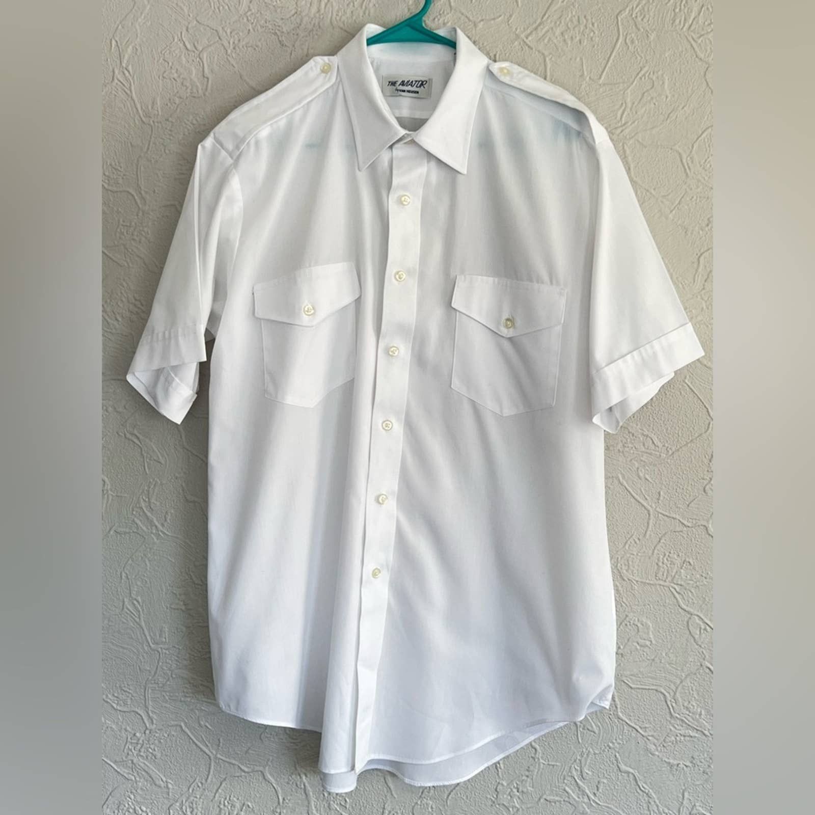 Van Heusen "The Aviator" Pilot Shirt Van Heusen White 16 1/2 NWOT | Grailed