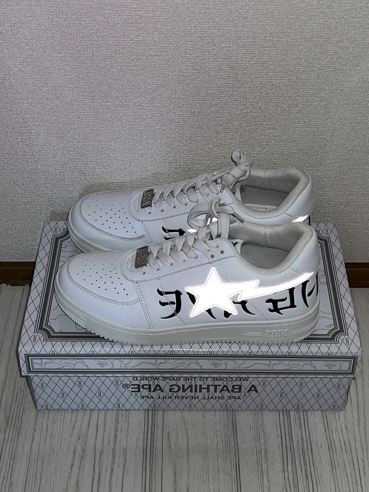 Bape Bapesta Low White Reflective 3M | Grailed