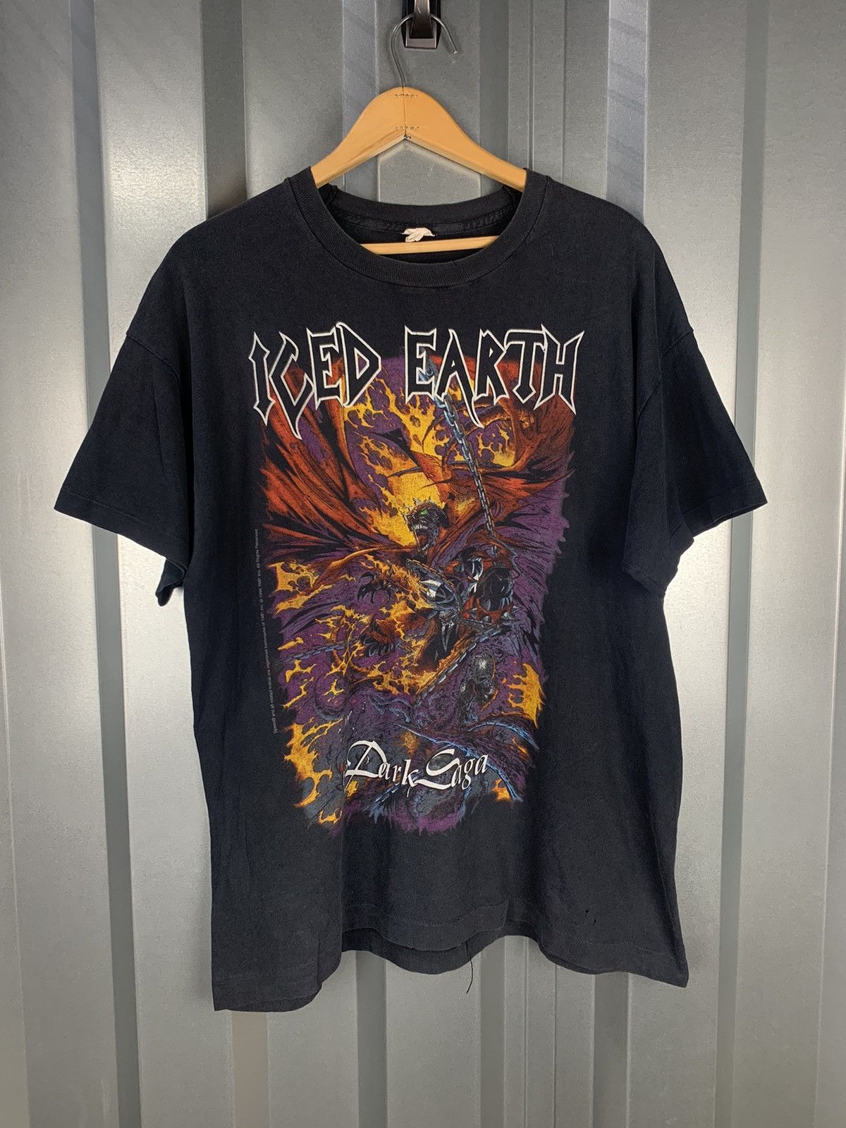 Band Tees × Vintage 90’s Vintage Iced Earth Dark Saga Spawn Comic Band T-Shirt | Grailed