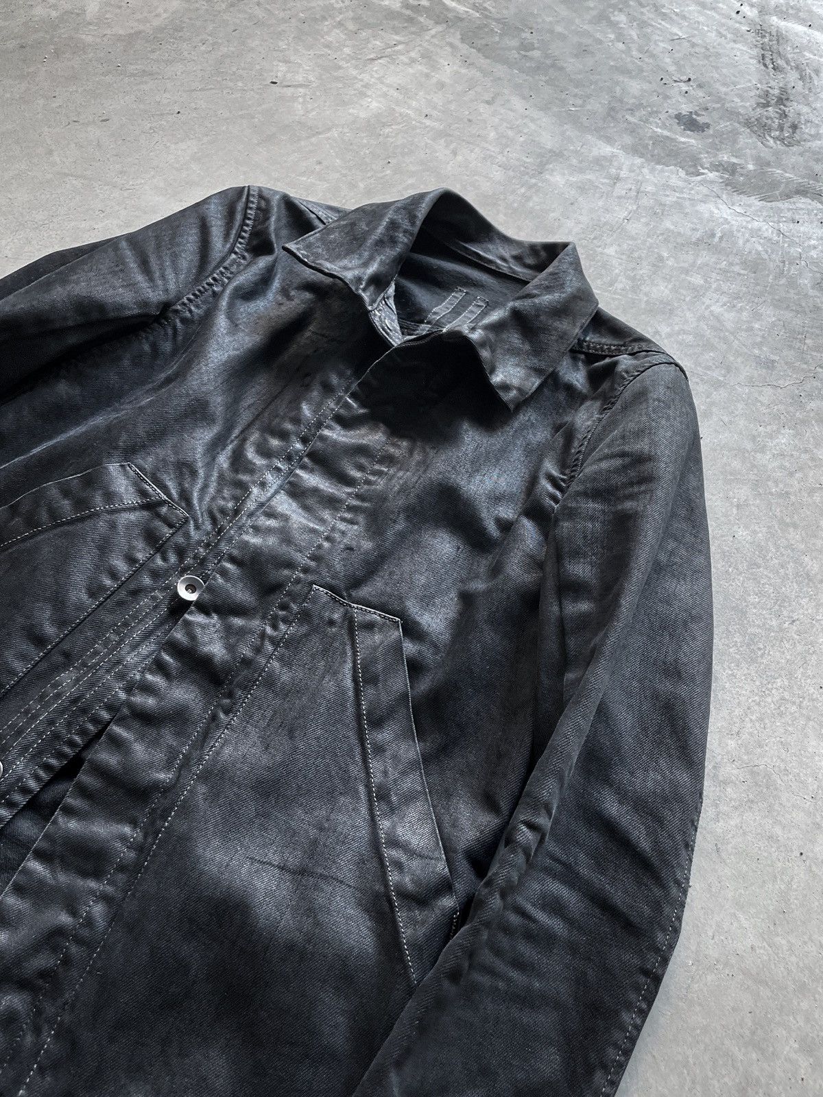 Rick Owens FW09 “CRUST” Waxed Denim Jacket | Grailed