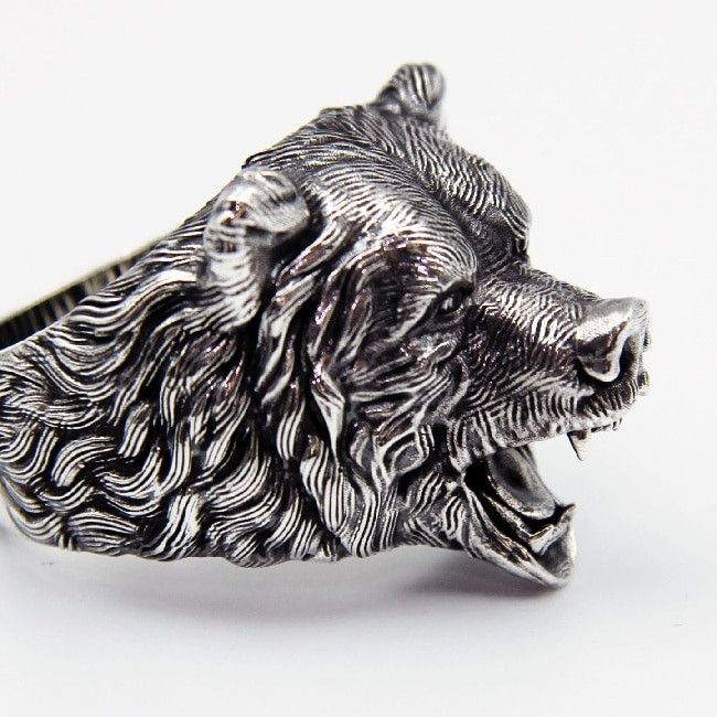 Streetwear Fashion Big Black Bear Animal Head Ring | Grailed