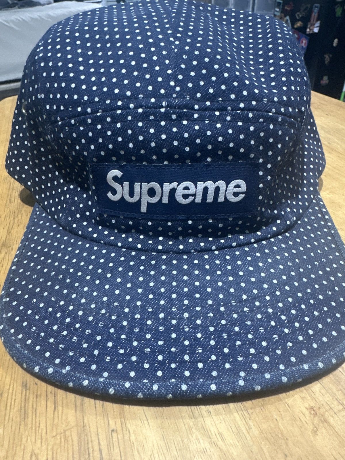 Supreme Supreme 5 panel polka dot hat - Blue / white | Grailed