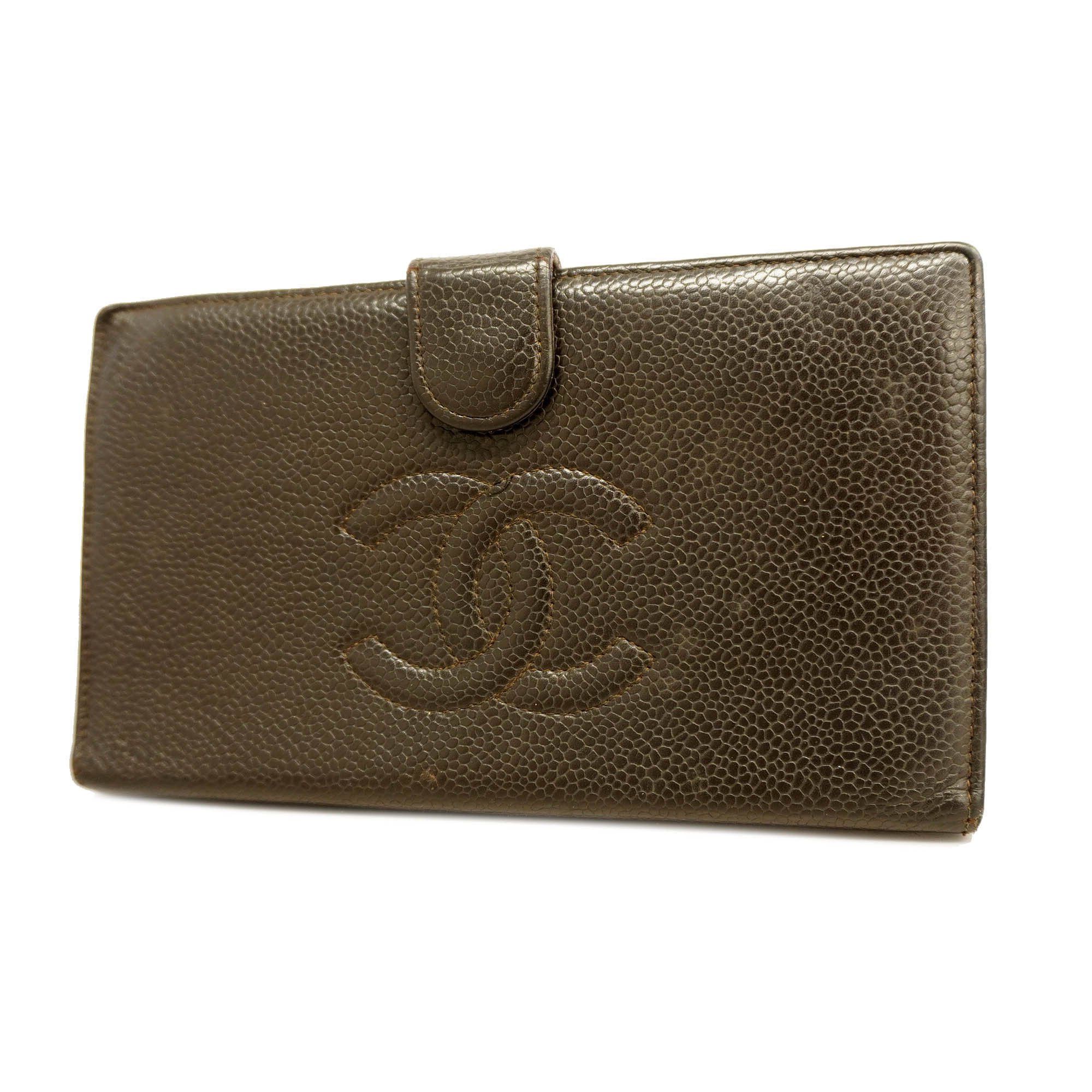 Chanel Auth Chanel Bi-fold Long Wallet Gold Metal Fittings Women's ...