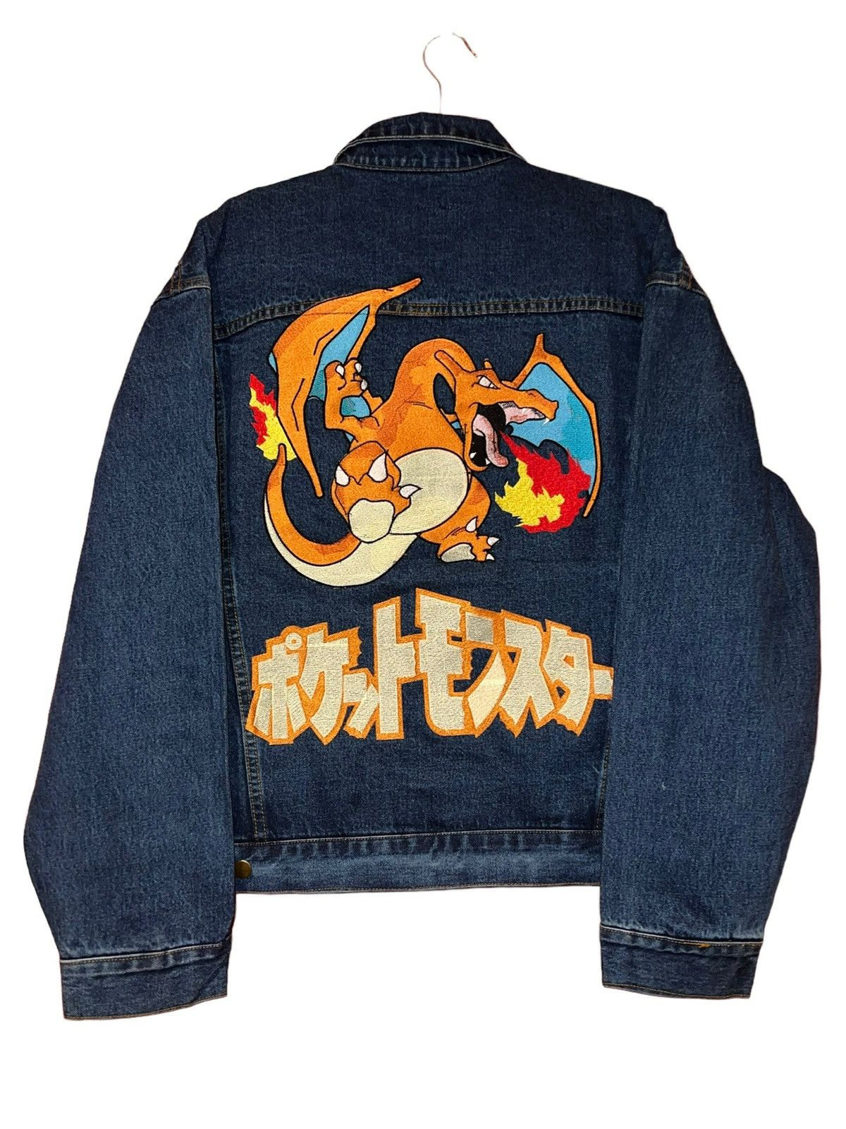 Vintage Pokémon denim jean jacket charizard anime embroidered rare ...