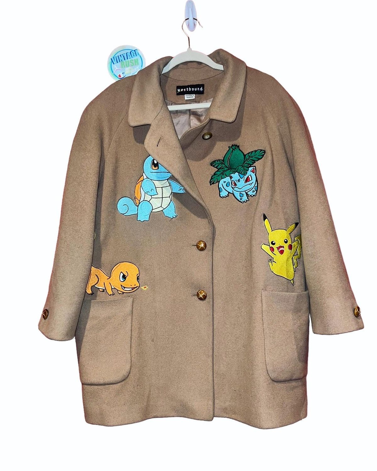 Pokemon × Vintage Pokémon Anime Coat Dress Embroidered Pikachu Squirtle ...
