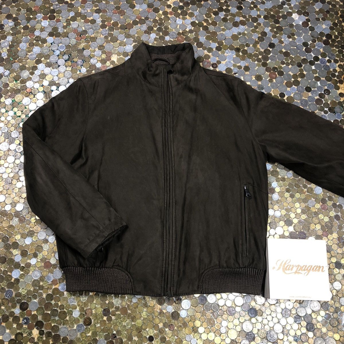 Bugatti Bugatti camel suede jacket with logo | Grailed