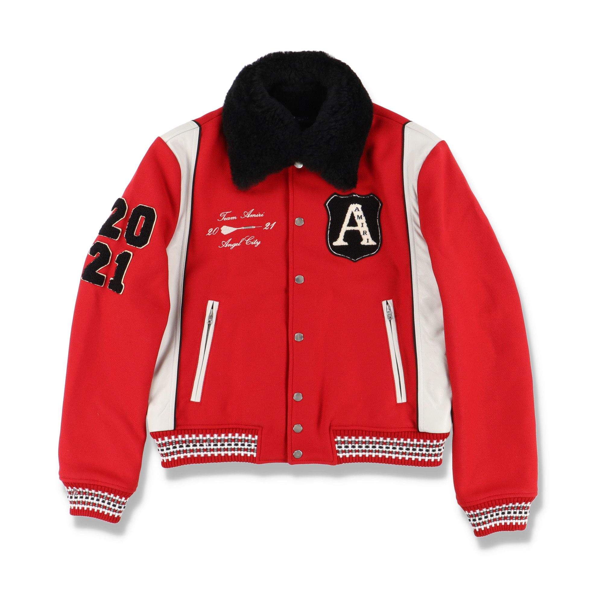Amiri Red Always on Point Varsity Jacket | Grailed