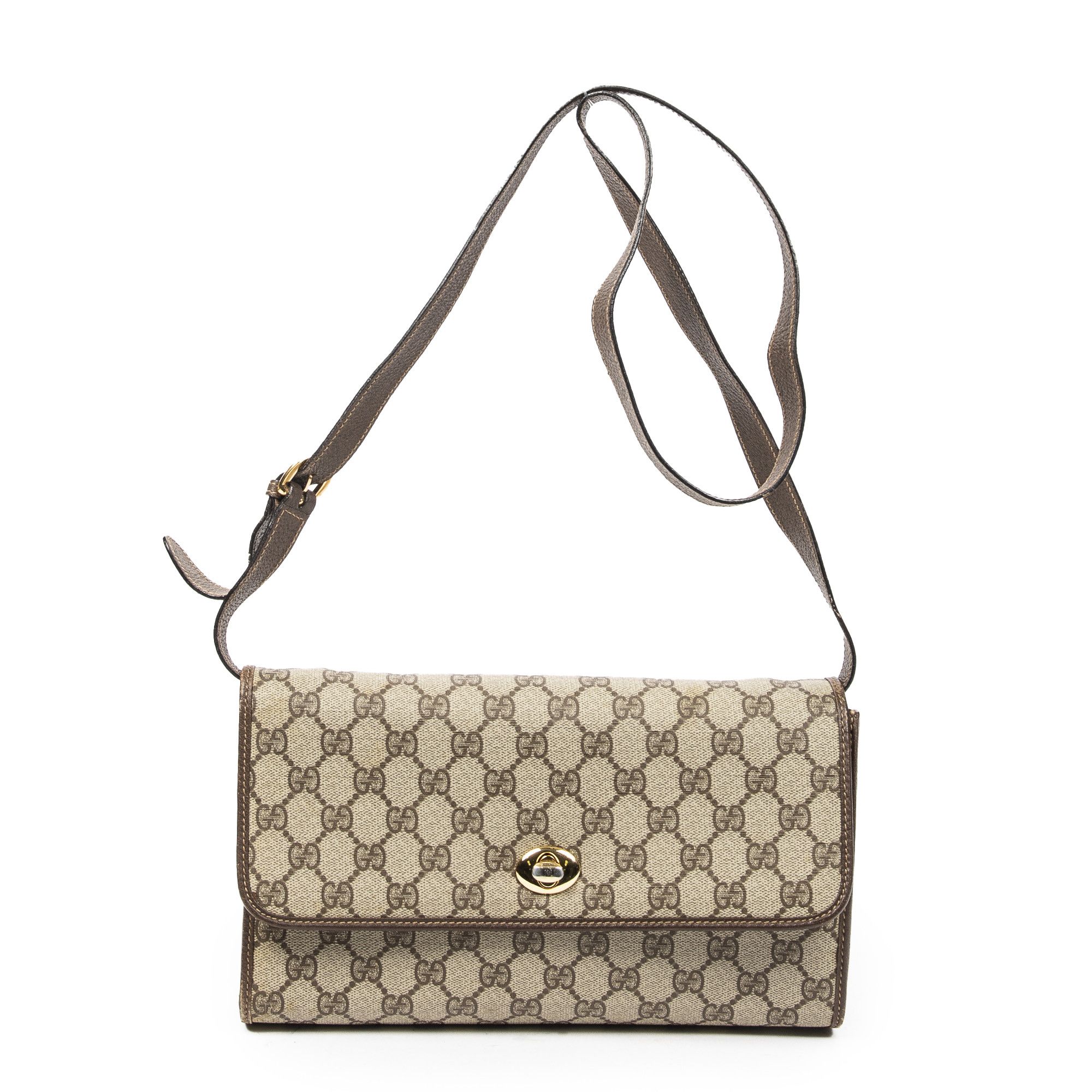 Gucci Vintage Rectangular Clutch Crossbody in Beige/Brown Supreme ...