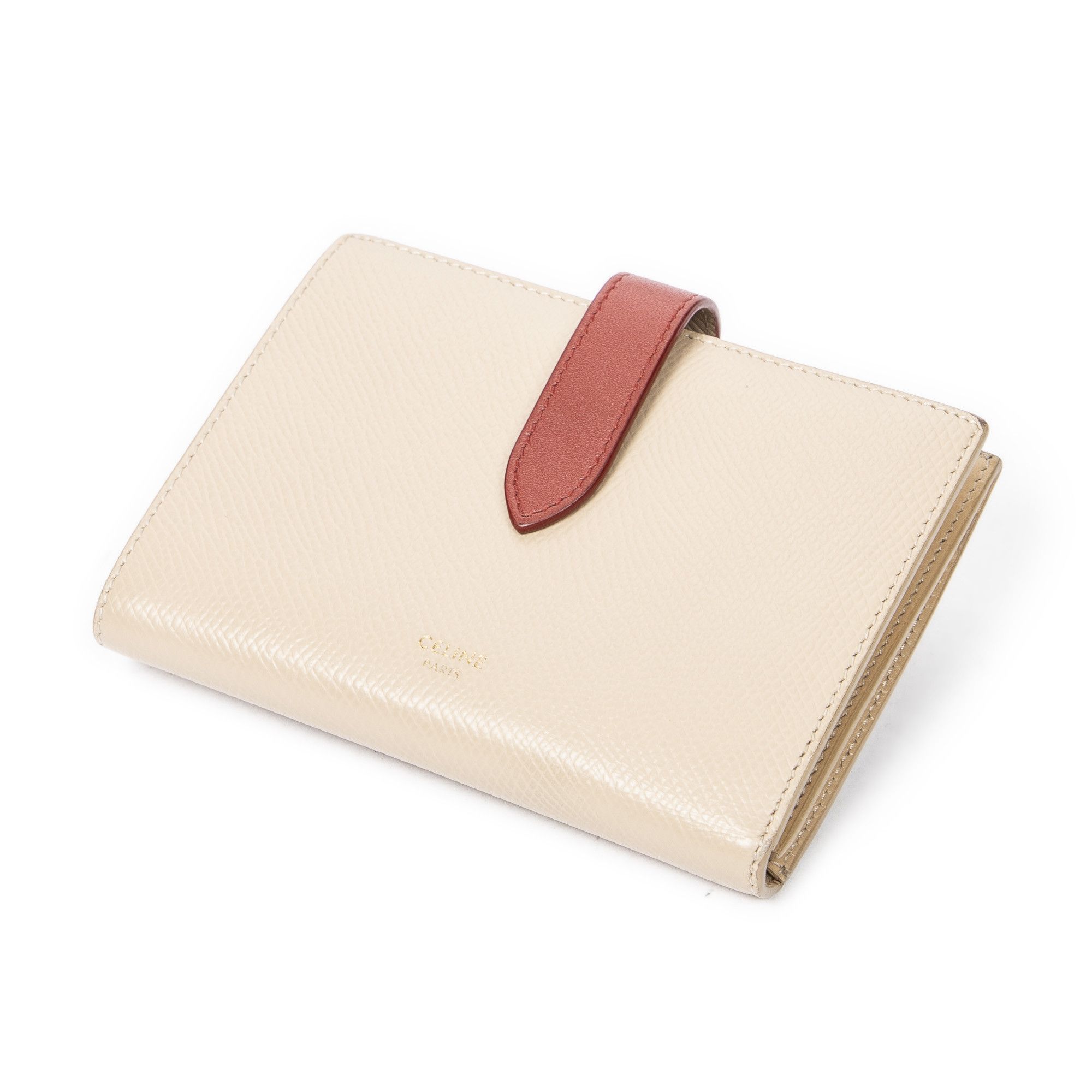 Celine Compact Bifold Wallet in Beige Grained Leather | Grailed