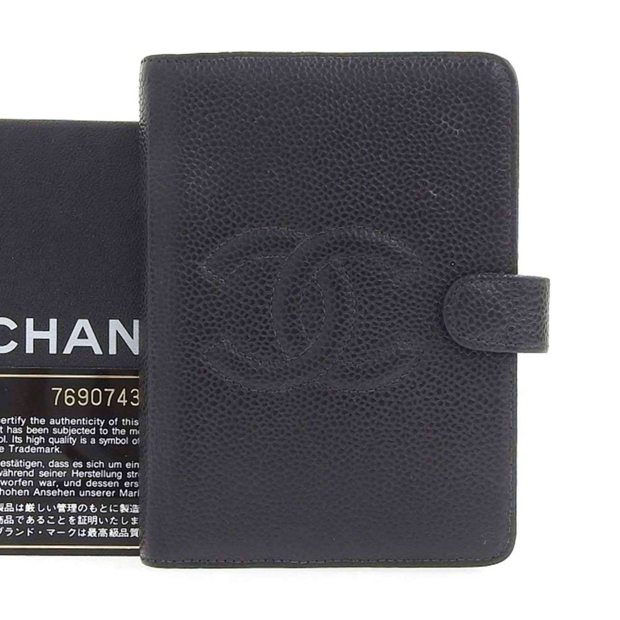 Chanel Chanel Agenda Coco Mark Notebook Cover Caviar Skin Black Seal 7 ...