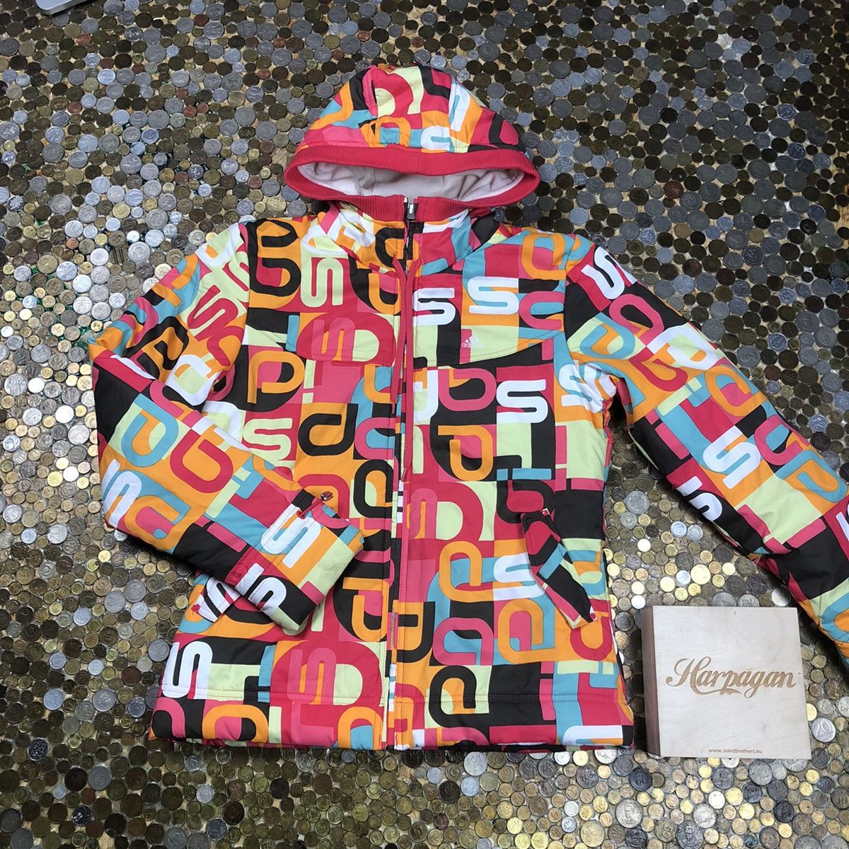 Adidas Adidas colorfull puffer winter jacket checkred multicolor | Grailed