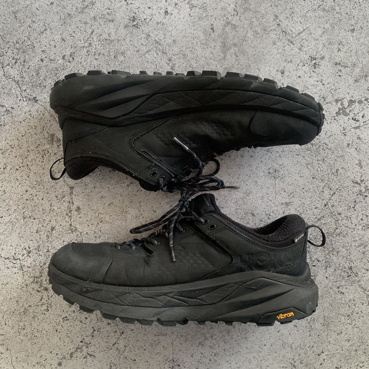 Hoka One One Hoka one one kaha low gore Tex black leather shoes | Grailed