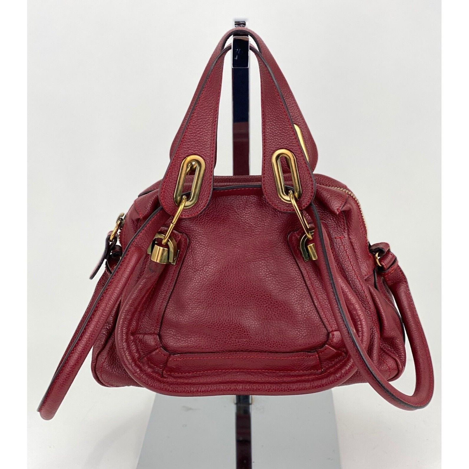 Chloe CHLOE Bag Small Paraty Red Calfkin Leather 2Way Shoulder Cro ...