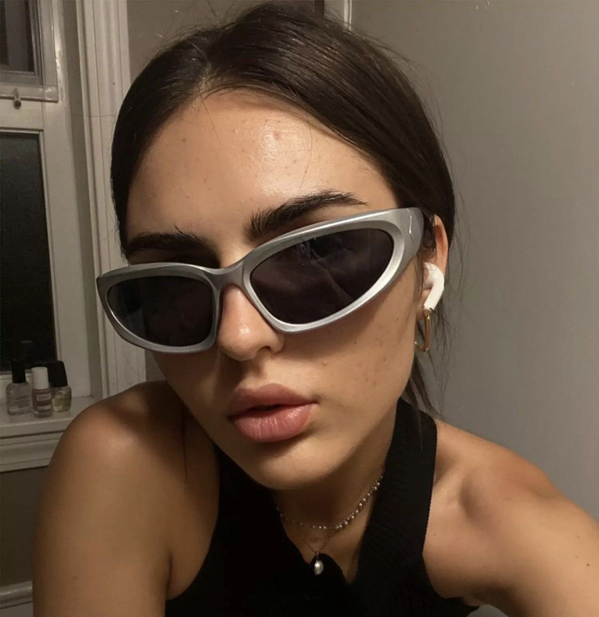 Jewelry × Kurt Cobain × Streetwear Silver Dystopian Sunglasses Retro Cyber Punk Archive Cosplay