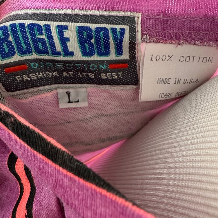 Bugle Boy Bugle Boy T-Shirt Vintage Pink Striped Surfer Crew 90s USA L ...