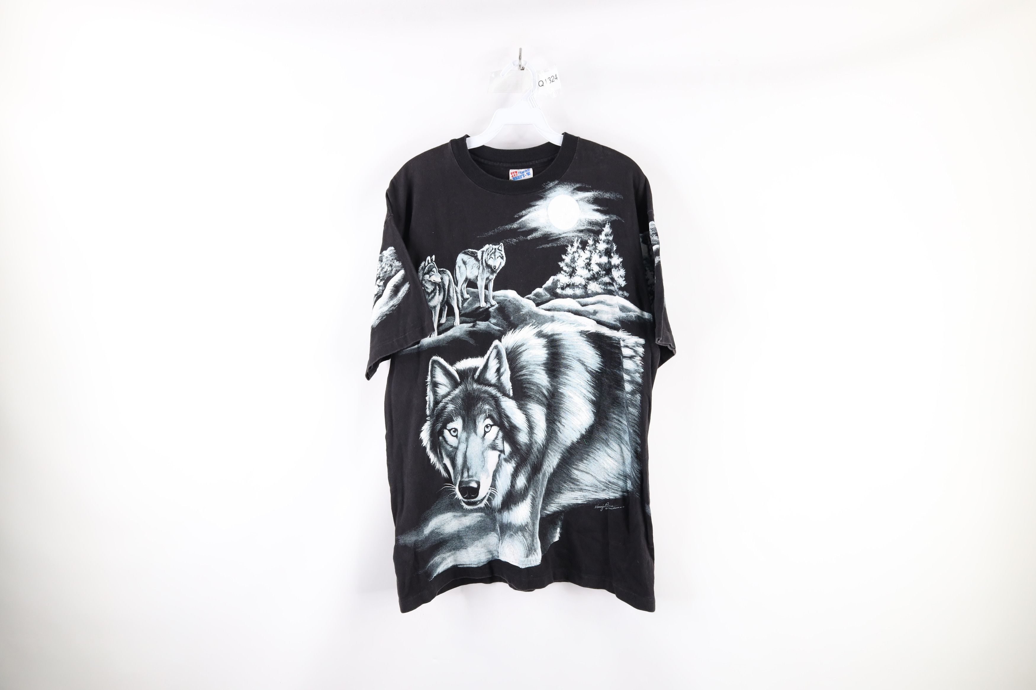 Streetwear × Vintage Vintage 90s Streetwear Nature Wolf All Over Print ...