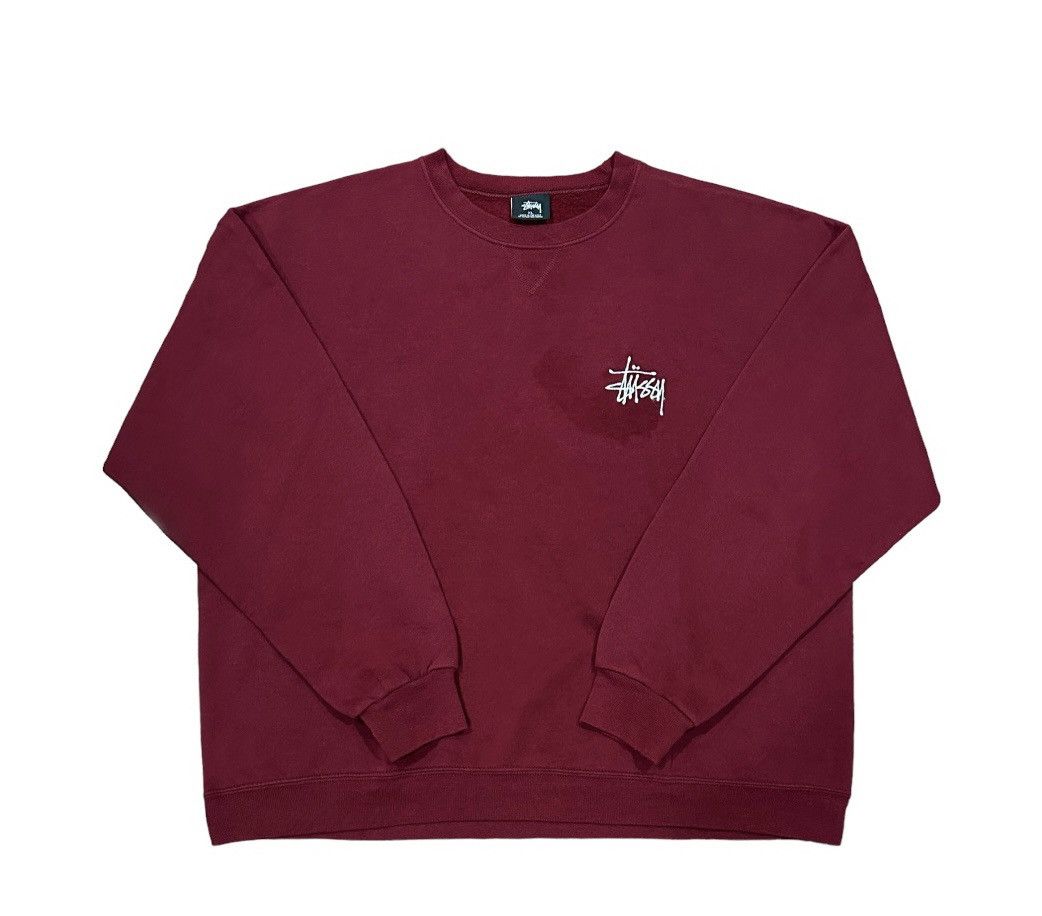 Streetwear × Stussy × Vintage VINTAGE BURGUNDY RED STUSSY SWEATER ...