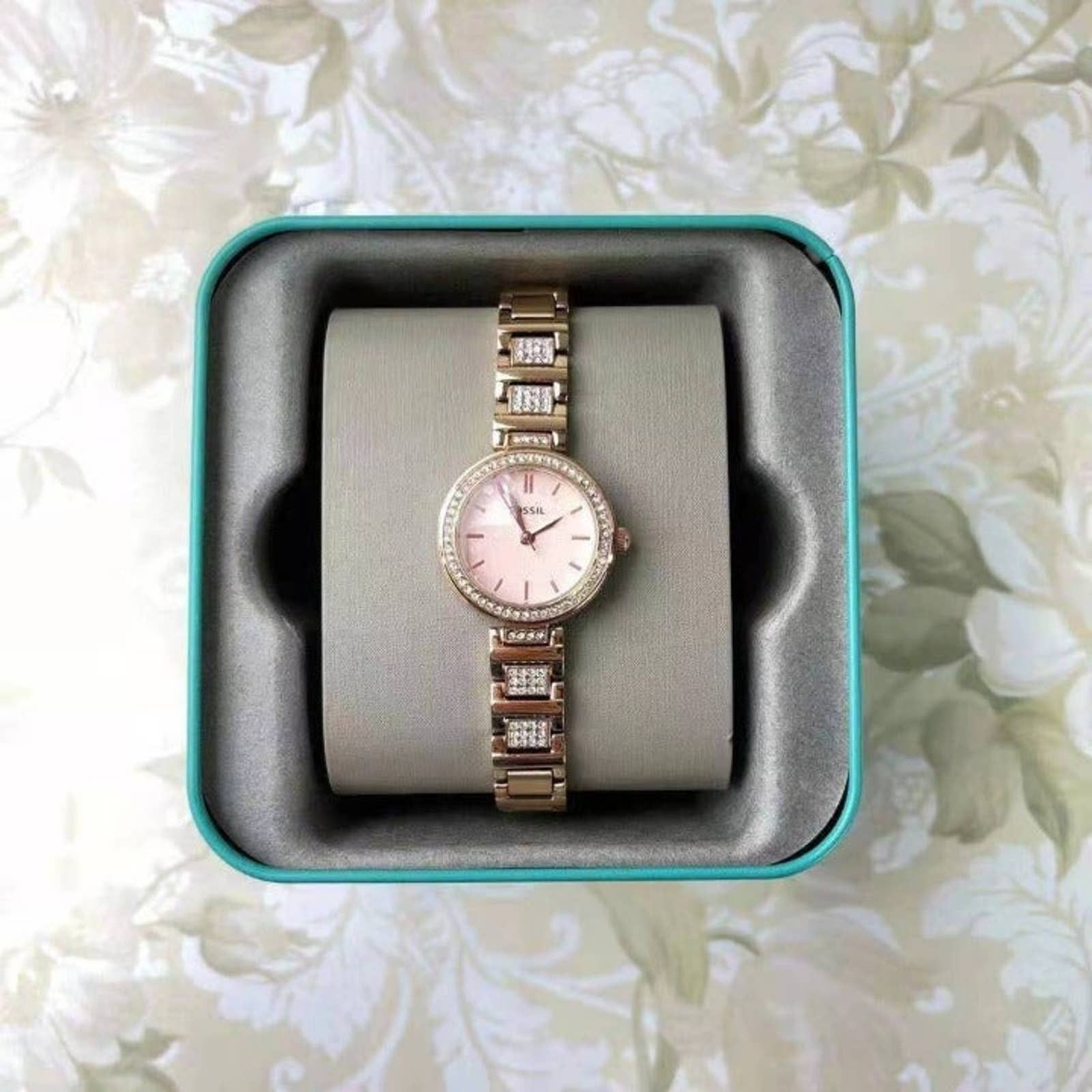 Fossil Fossil BQ3517 Karli Mini Three-Hand Rose Gold-Tone Stainless ...