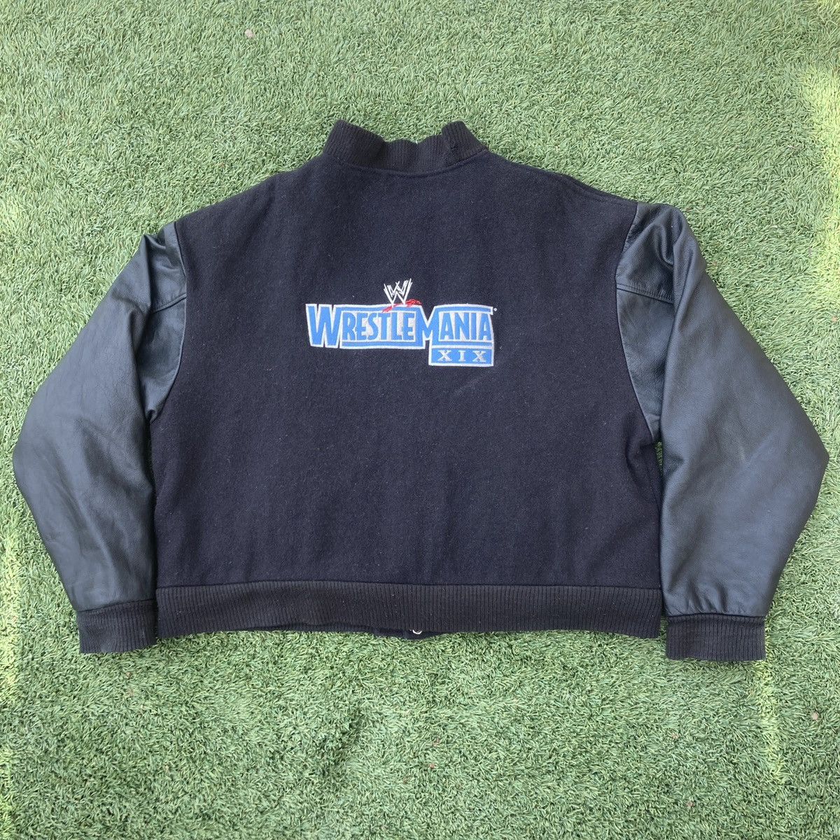 Vintage WWF WWE WRESTLEMANIA Varsity Bomber Leather Jacket Vintage ...