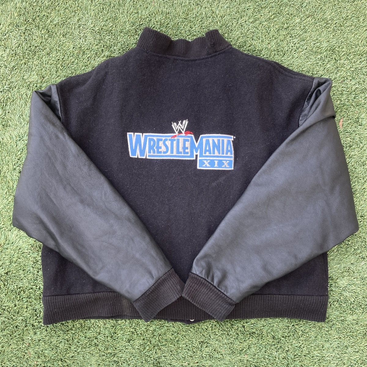 Vintage WWF WWE WRESTLEMANIA Varsity Bomber Leather Jacket Vintage ...