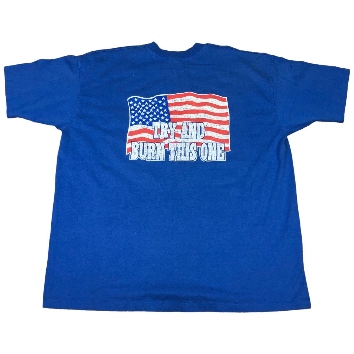 Hanes × Vintage Vintage Hanes American Flag Burn This Blue Shirt Adult ...