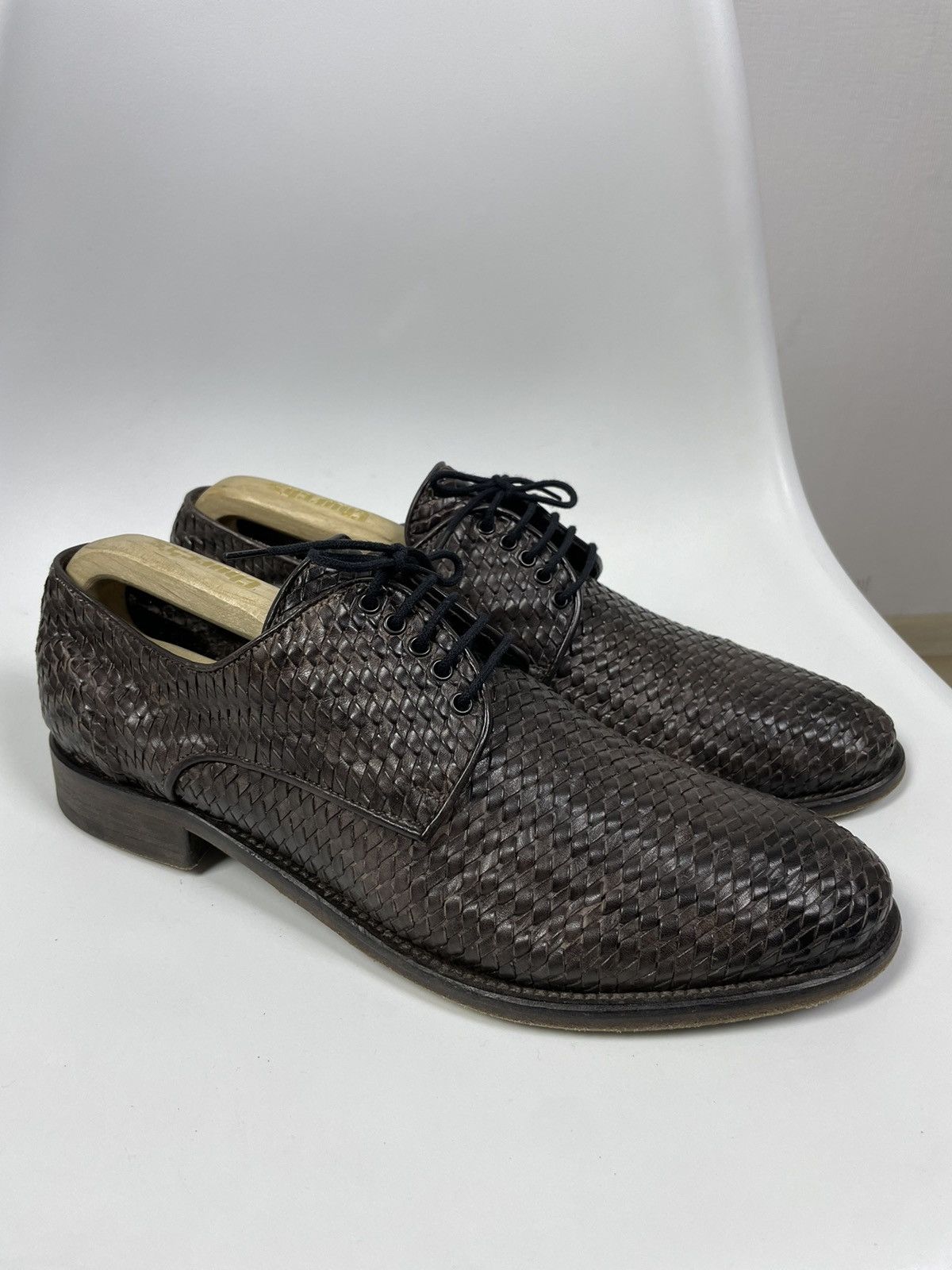 Designer Brecos Italy leather woven shoes size 42,5 | Grailed