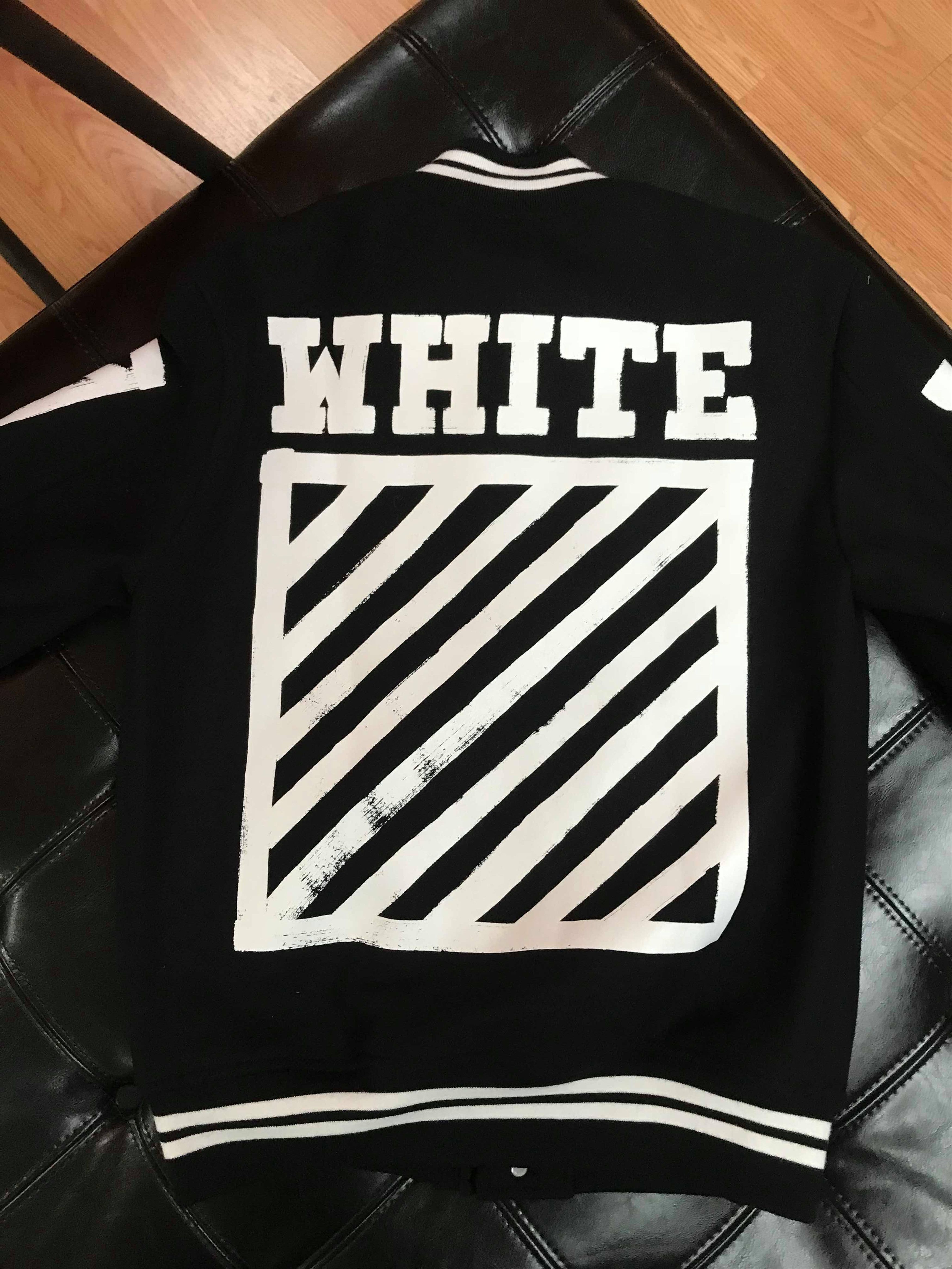 Off-White Off White Main Label Baseball Classic Stripe Jacket S Black ...