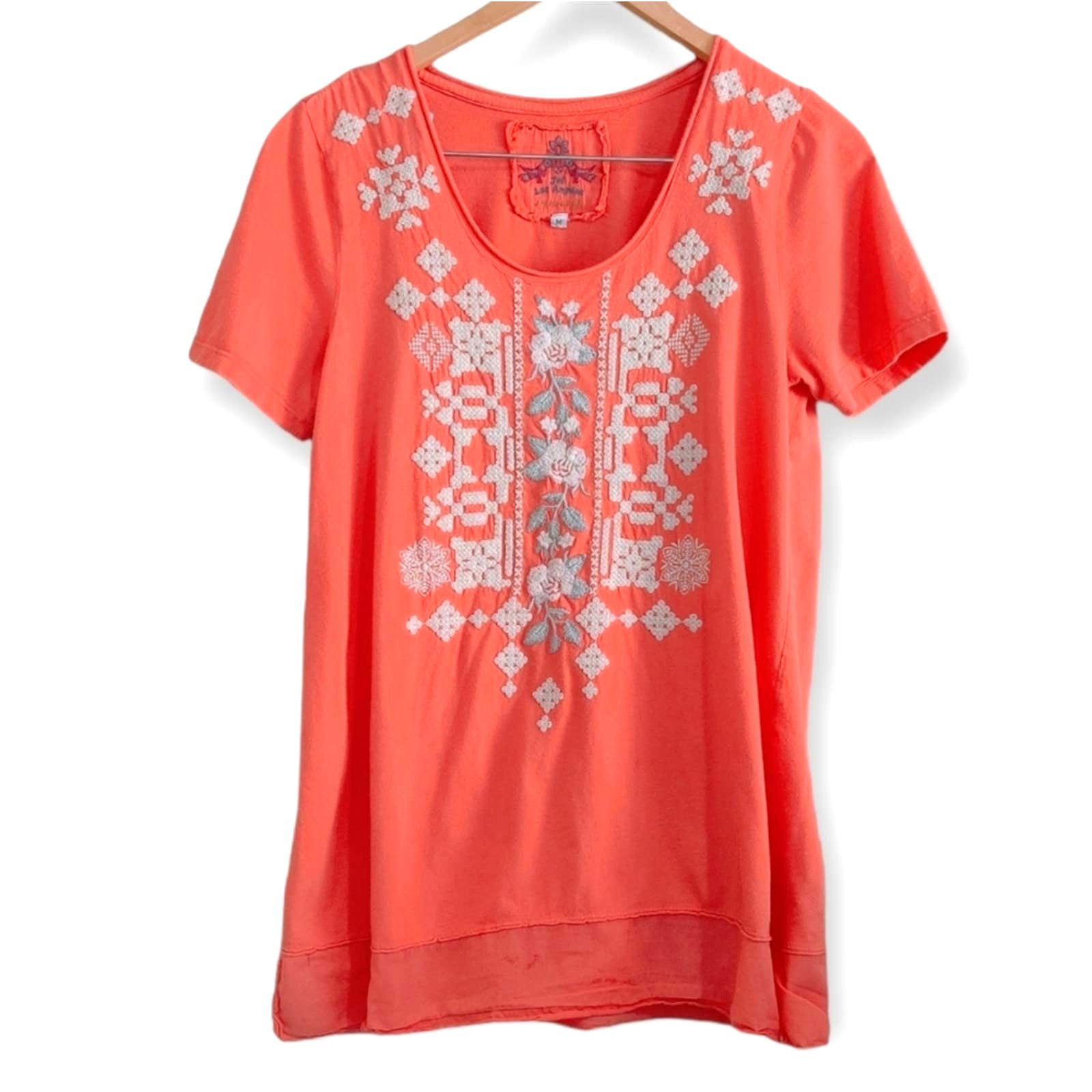 Johnny Was Johnny Was Embroidery Tunic Boho Folk Art Coral Pink | Grailed