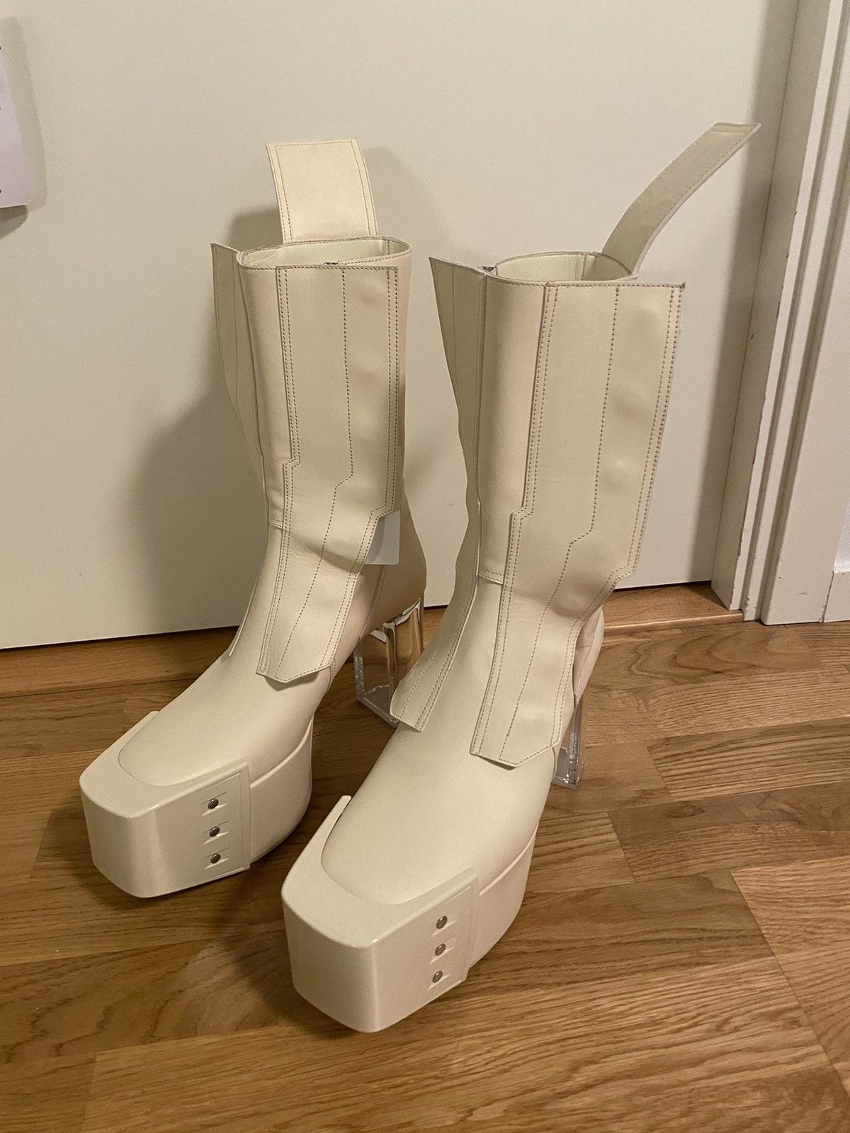 Rick Owens SS22 Fogpocket Kiss Platform Boots White | Grailed