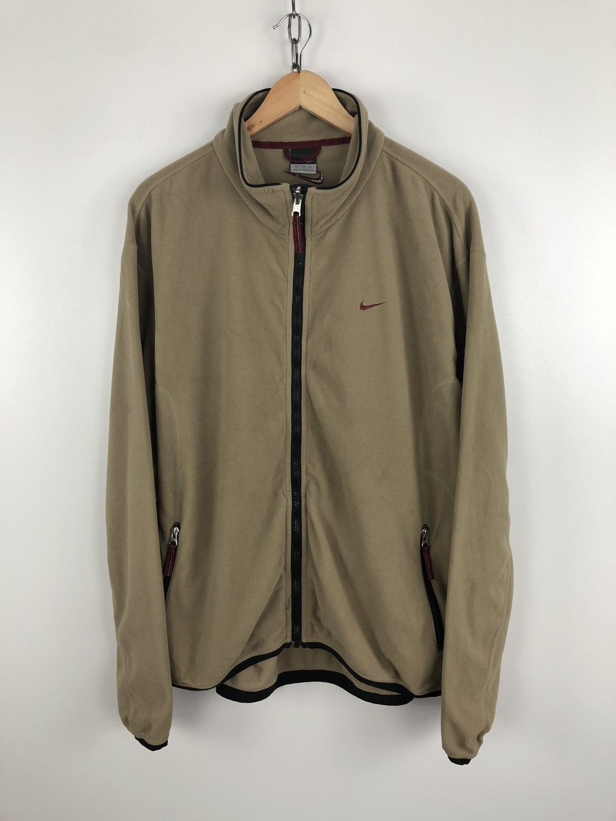 Nike Vintage Nike Fleece Jacket Brown Emboried Swoosh Logo | Grailed