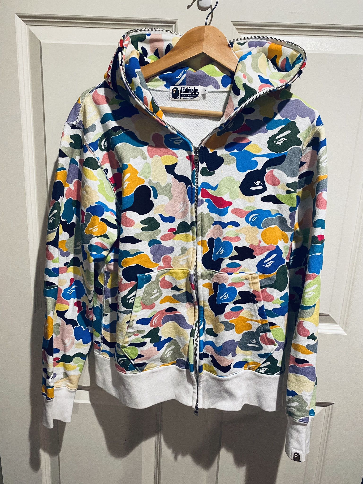 Bape A Bathing Ape Bape Multicolor Camo Shark Hoodie | Grailed