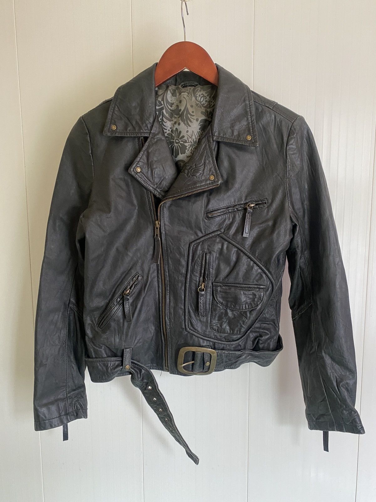 Leather Jacket × Rare × Vintage Vintage D pocket leather jacket punk ...