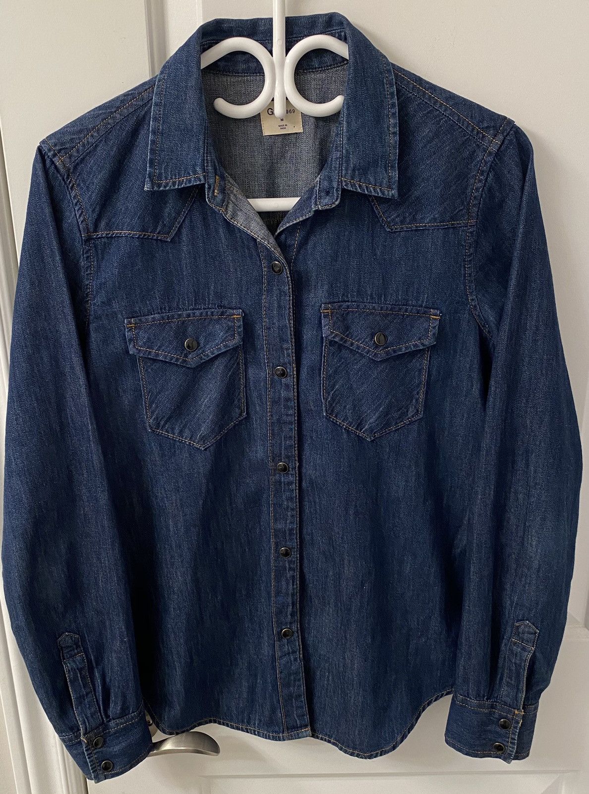 Gap Gap Western Indigo Mens Denim Button Up Shirt Black Buttons | Grailed