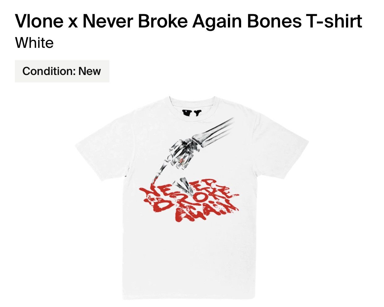 Vlone Vlone X Never Broke Again Youngboy Bones Tee | Grailed