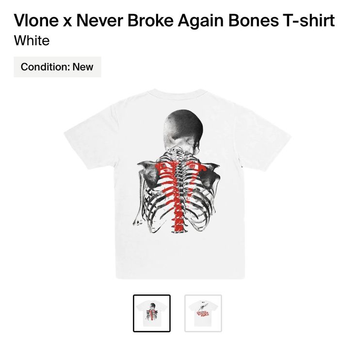 Vlone Vlone X Never Broke Again Youngboy Bones Tee | Grailed