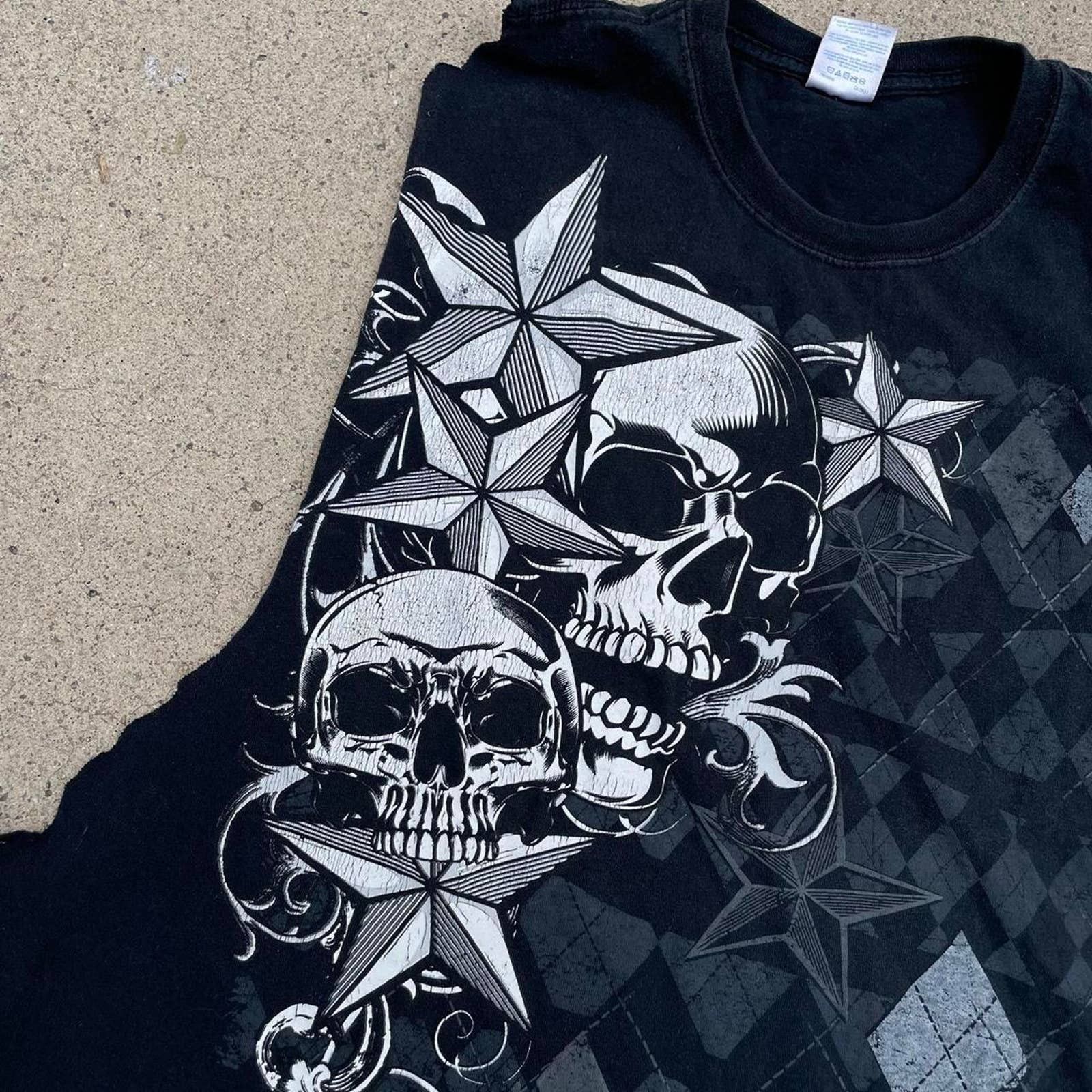 Gildan E girl e boy cyber grunge skeleton bone skull emo shirt | Grailed