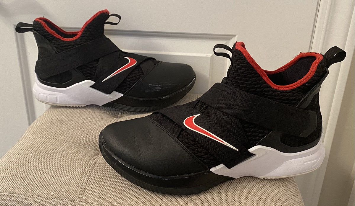 Nike Nike Black Red LeBron James Soldier 12 Basketball Shoe Mens | Grailed