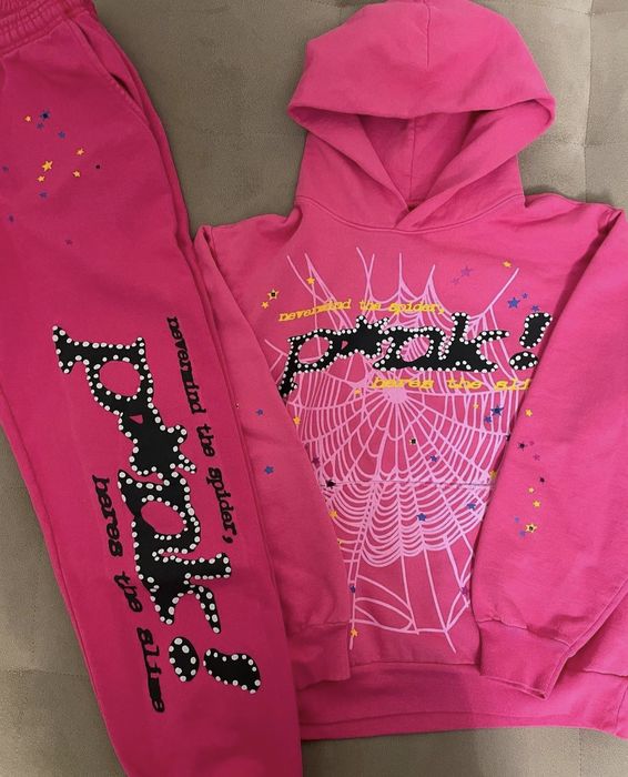 Spider Worldwide Sp5der spider sweatsuit pink hoodie + pants bundle ...