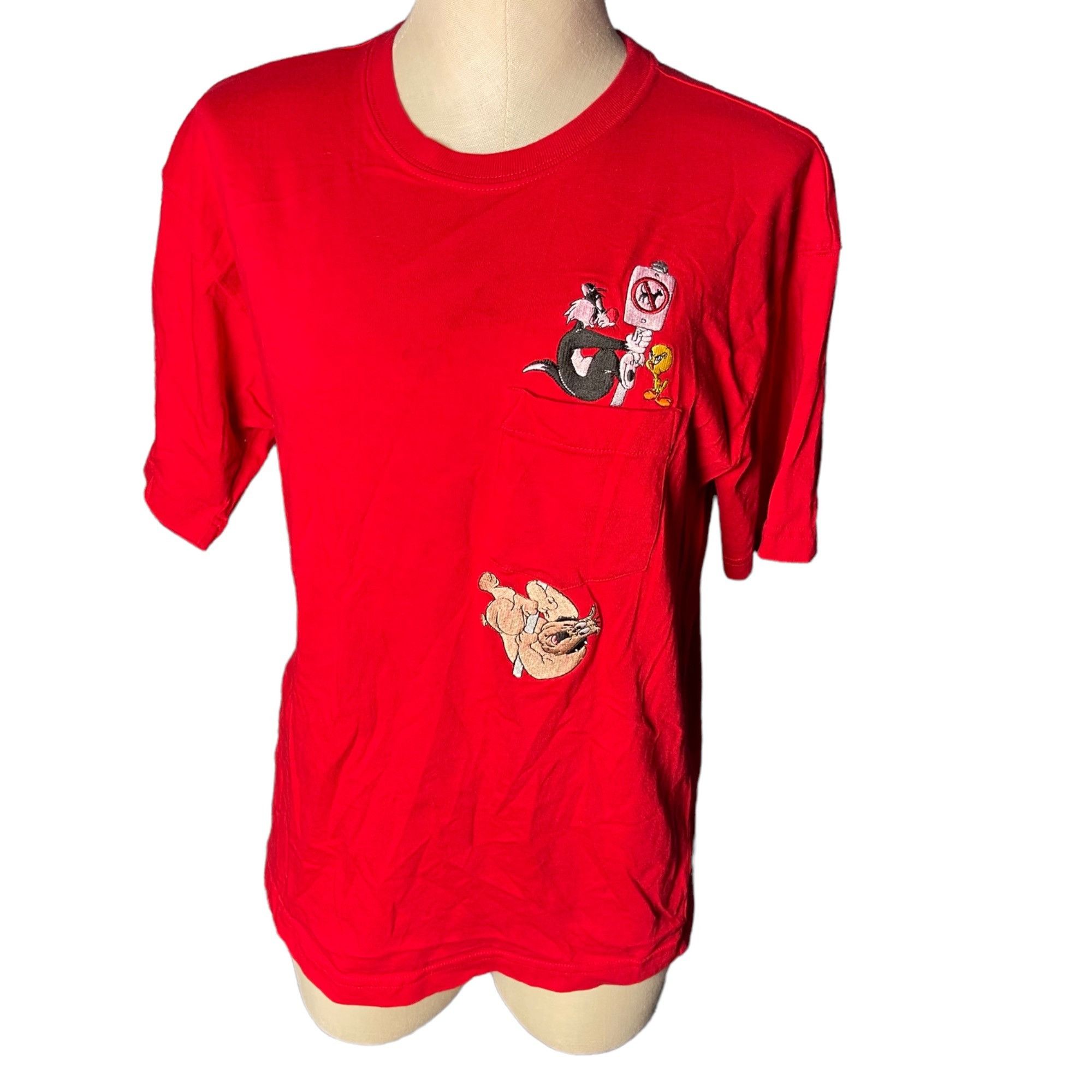 Warner Bros Warner Brothers Studio 90s Vintage Red Embroidered Looney ...