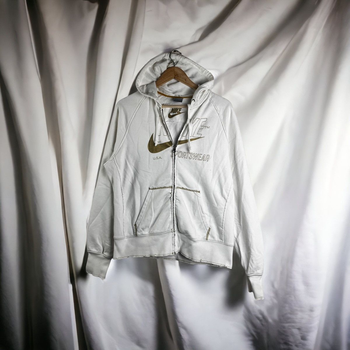 Nike × Streetwear × Vintage Nike Vintage Distressed Zip Gold Logo ...