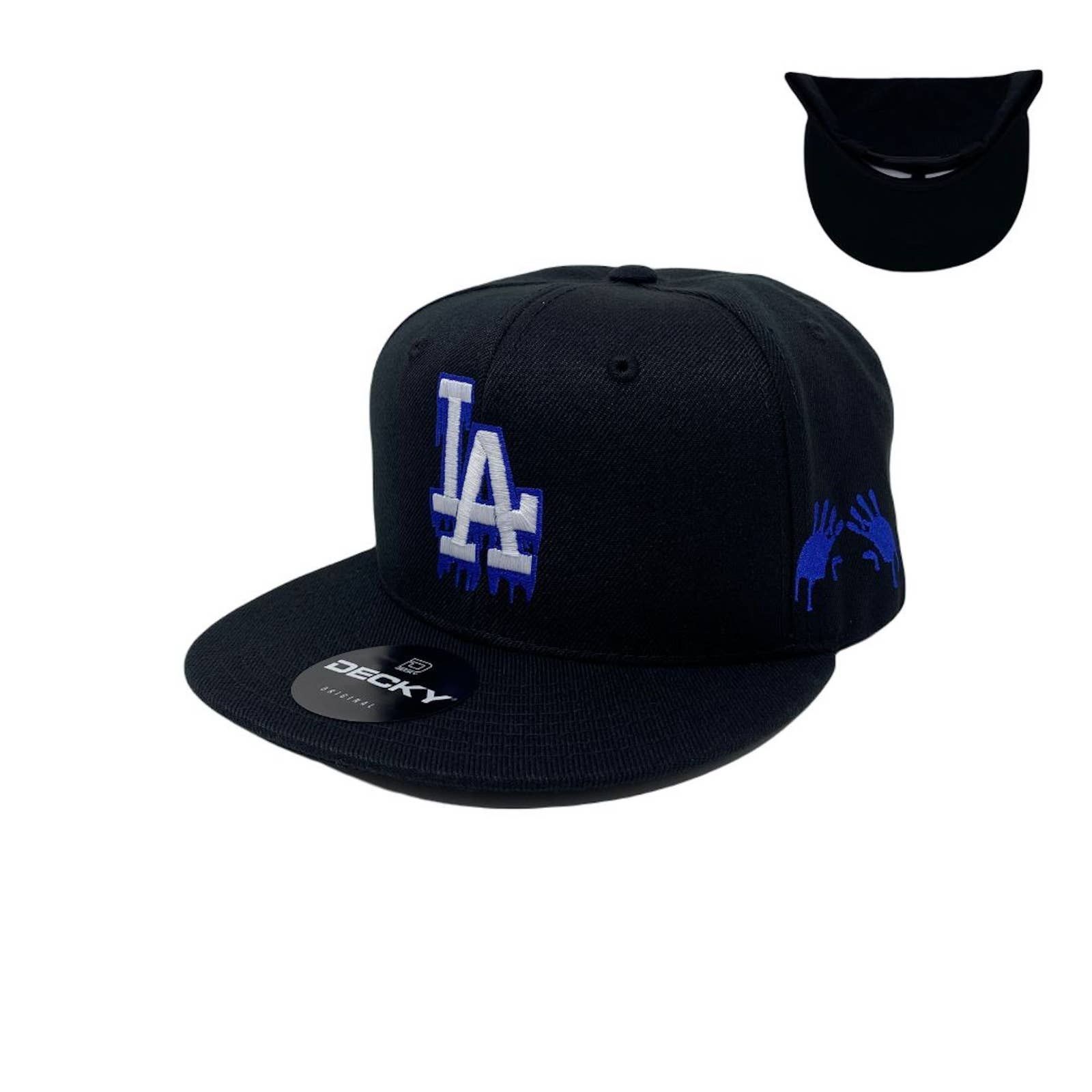 Other Los Angeles LA Drip (Blue) Hands All Black Snapback Hat | Grailed