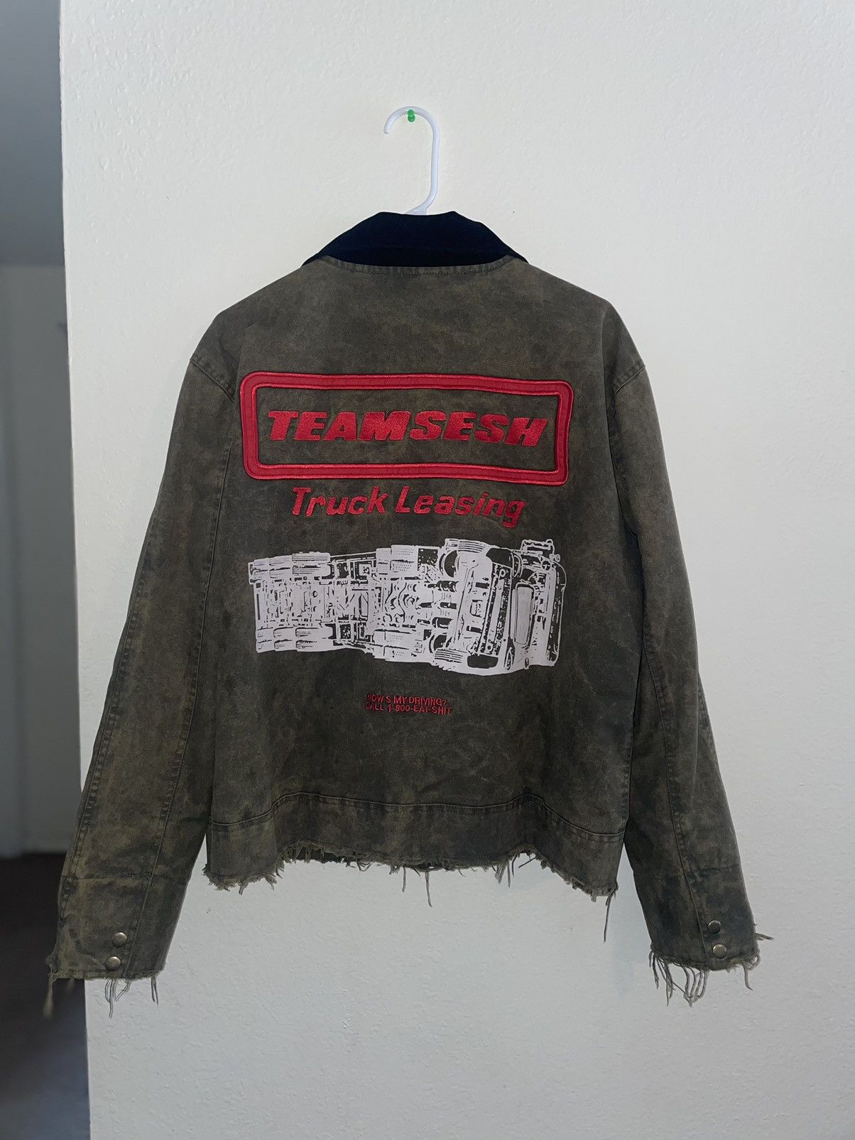 TeamSESH Teamsesh Olive Green Trucker Leasing Jacket | Grailed
