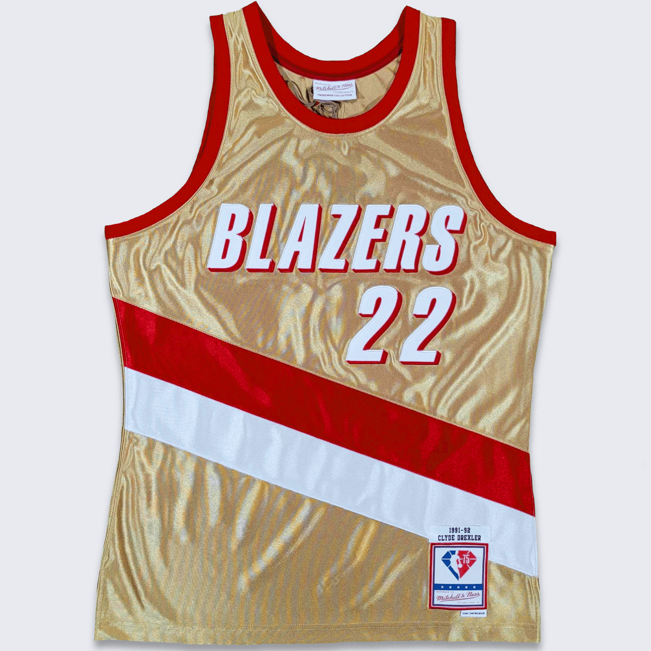 Mitchell & Ness × NBA Portland Trail Blazers Clyde Drexler Gold ...