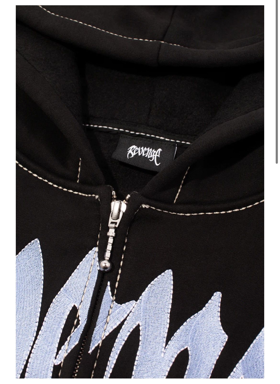 Revenge REVENGE BLUE-BLACK CONTRAST EMBROIDERED ZIP | Grailed