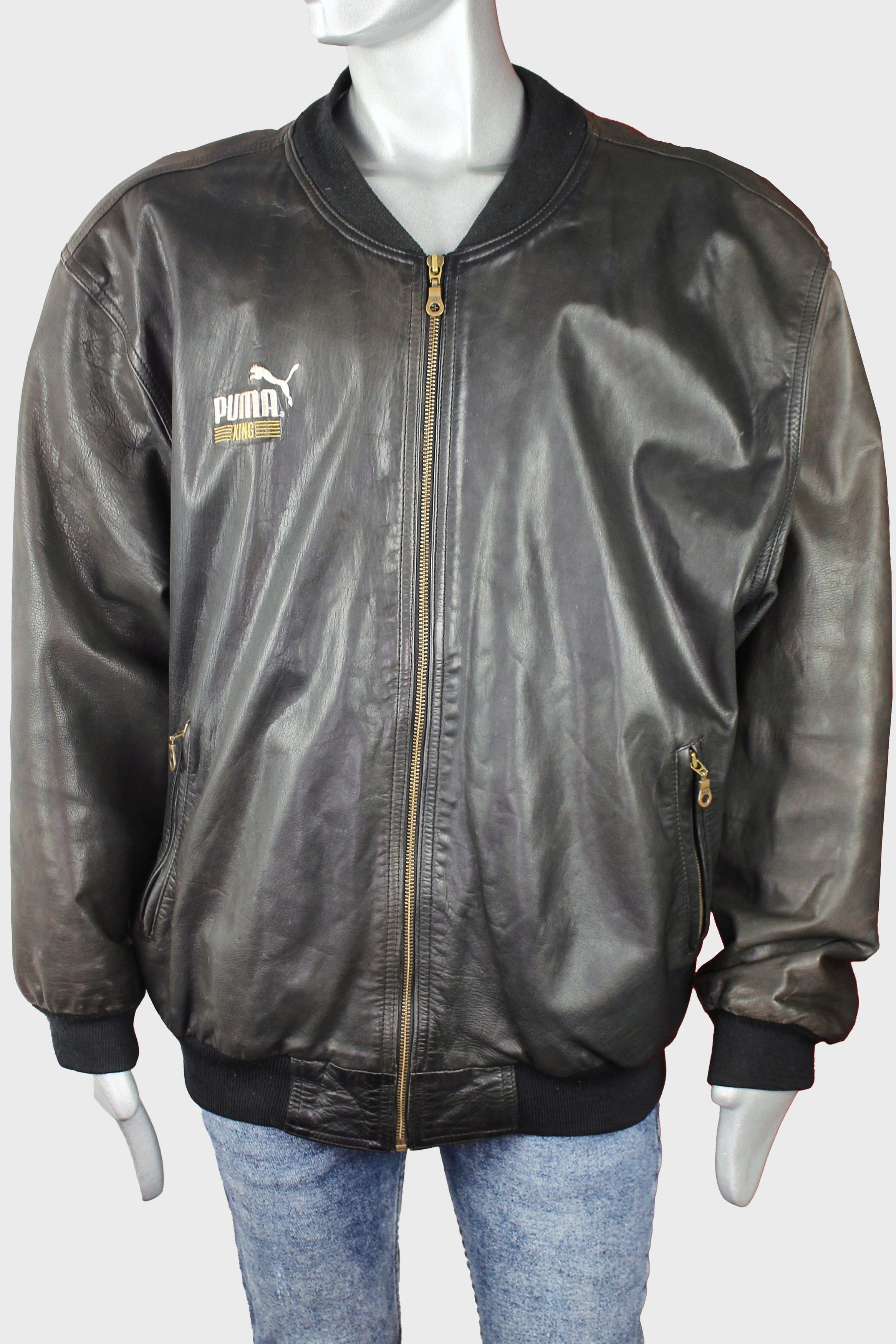 Puma Puma vintage leather jacket, Varsity Jacket 80s Bomber | Grailed