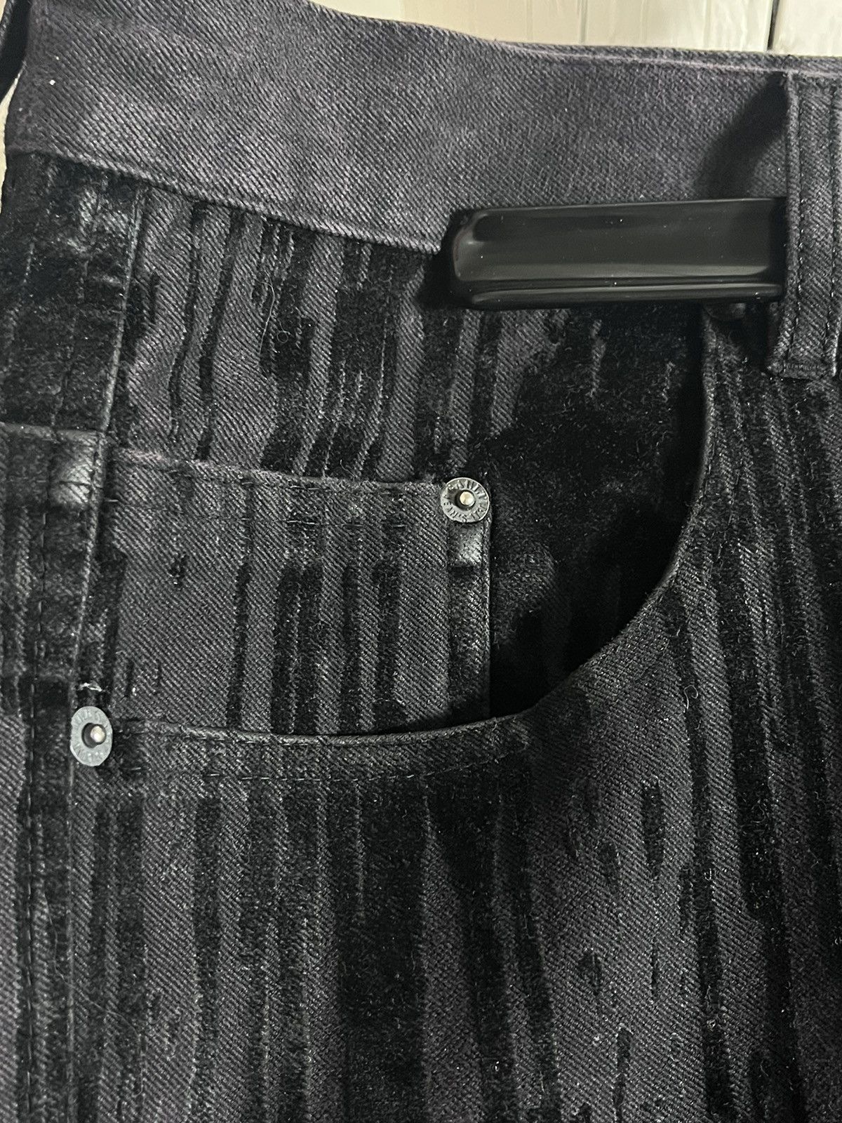 Vintage Jean Paul Gaultier AW98 Velvet Blood Drip Pants | Grailed