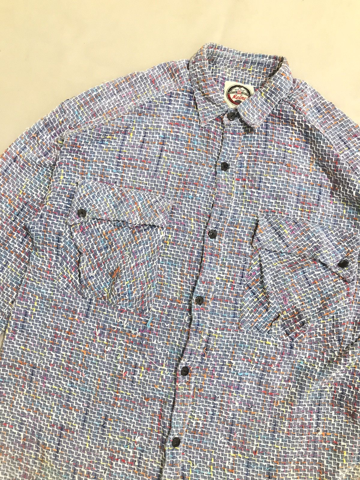 Archival Clothing 1980s Japanese Stitch Work Shirt Multicolor Sashiko ...