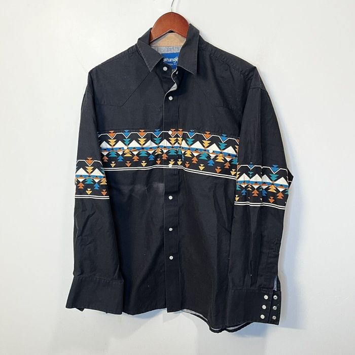 Vintage vtg Wrangler Western Pearl Snap Button Up Long Sleeve Shirt ... Vintage vtg Wrangler Western Pearl Snap Button Up Long Sleeve Shirt ...