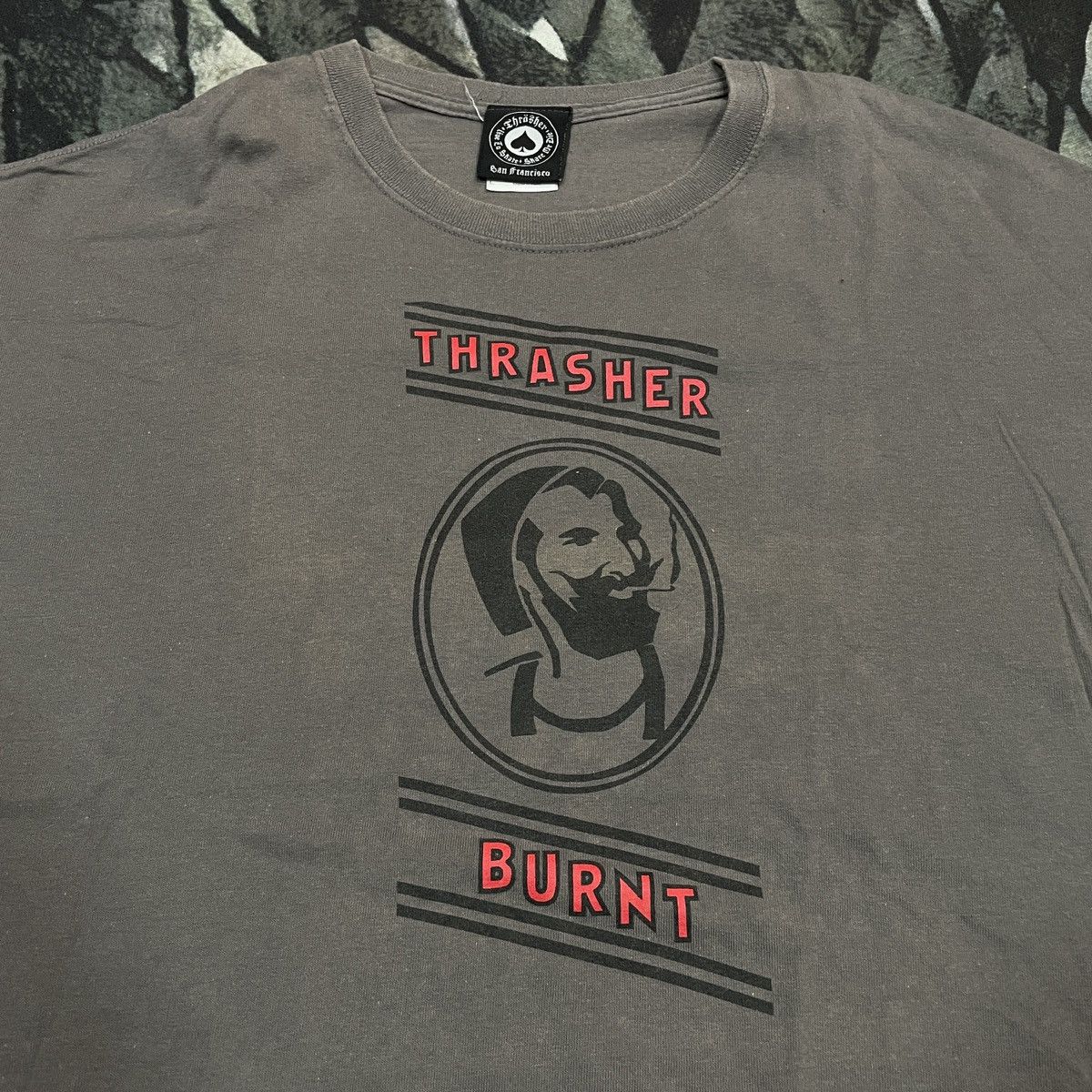 Thrasher × Vintage Vtg 00s Thrasher Magazine Burnt Tee T-shirt Big Logo ...
